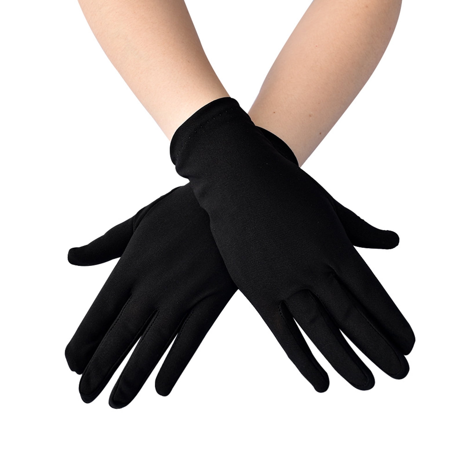 OPOLSKI Dance Gloves, Black Milk Silk Satin, Breathable, Full Finger ...