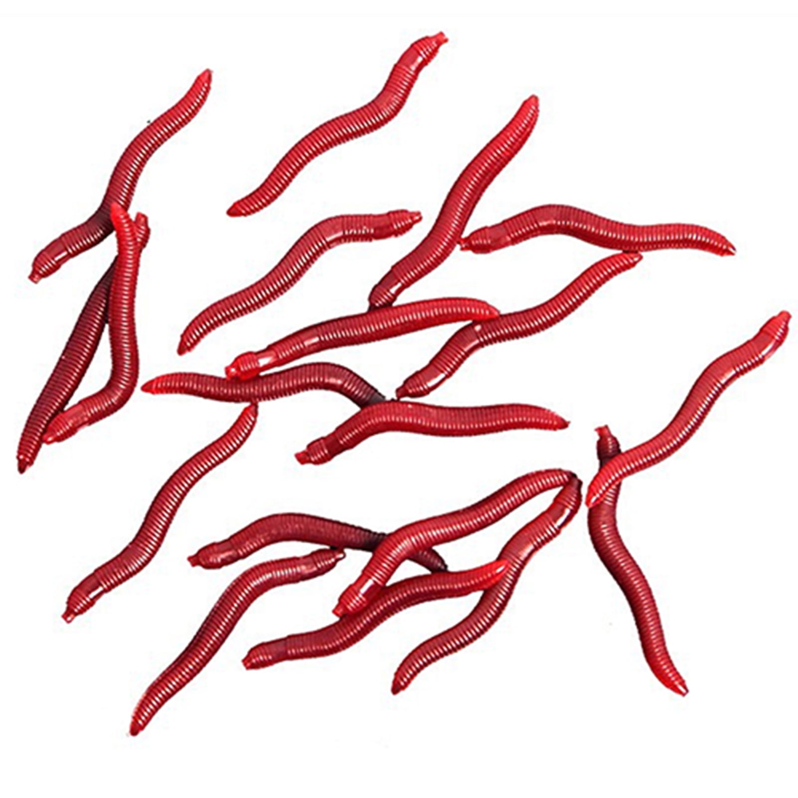 Opolski 100Pcs Soft Earthworm Fish Lures Simulation Bait Bass Fishing ...