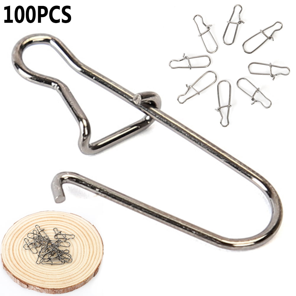 Opolski 100Pcs Stainless Steel Snap Hooks Fishing Barrel Swivel Safety ...