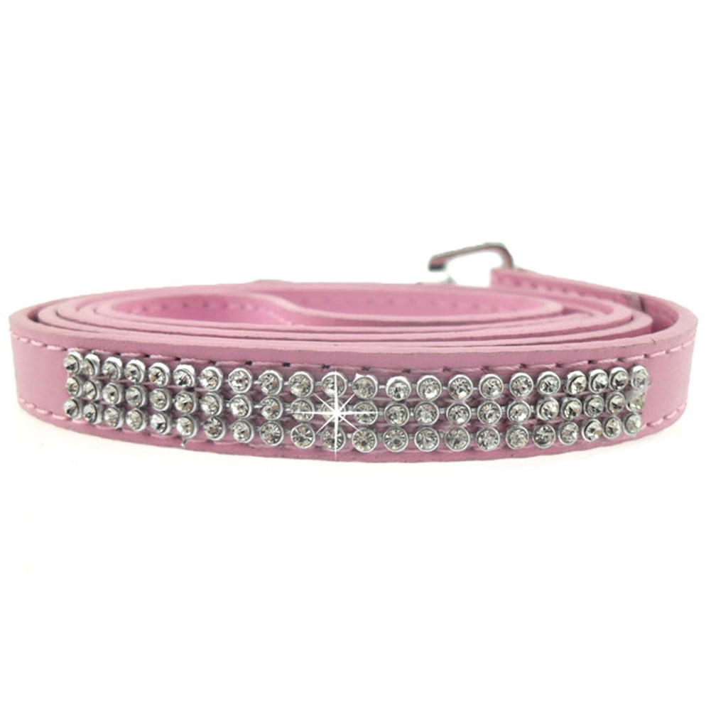 Opolski 115cm Long Faux Leather Dog Leash Bling Rhinestone Puppy Pet ...