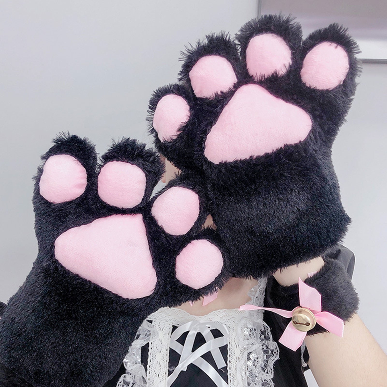 Opolski 1Pcs Plush Gloves Windproof Cartoon Anti-slip Cute Anime ...