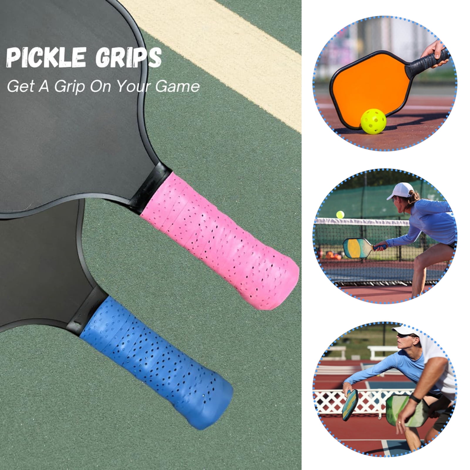 Opolski 2 Pcs Pickleball Paddle Grip Tape Faux Leather Overgrip Grip ...