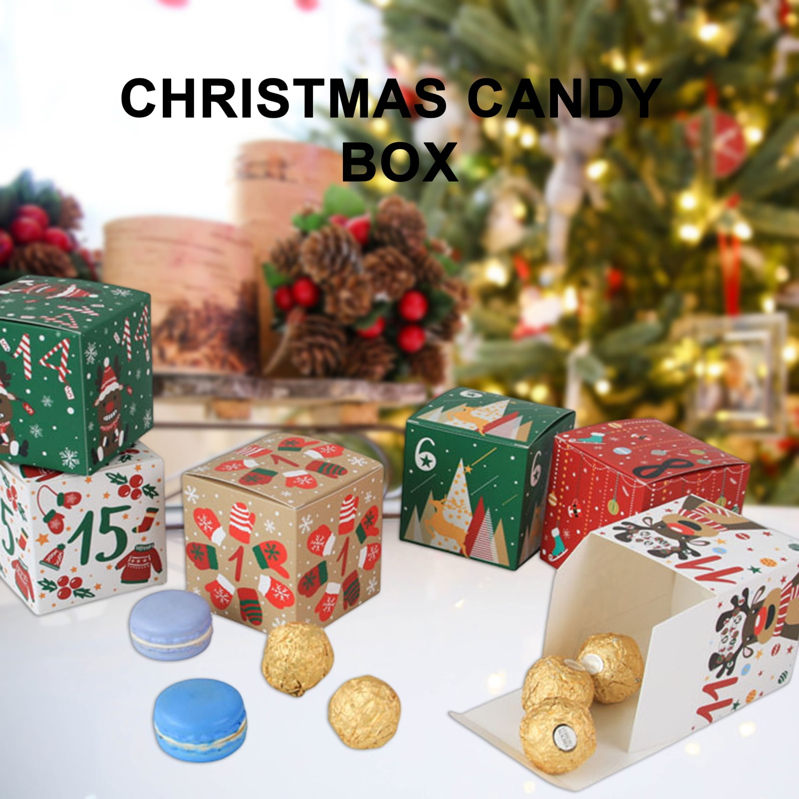 Opolski 24Pcs Christmas Candy Box Cartoon Pattern Christmas Calendar ...