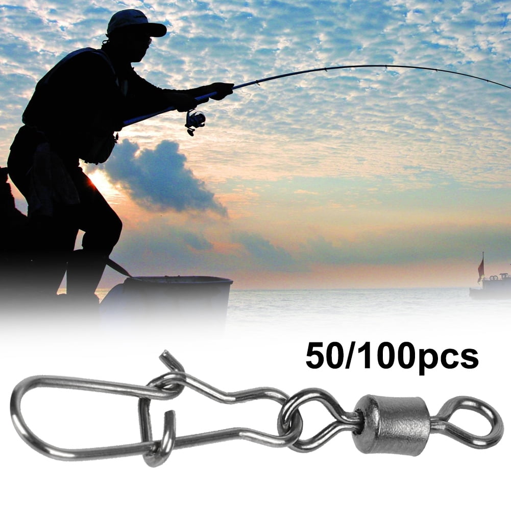 Opolski 50/100Pcs Swivel Fishing Connector Stainless Steel Hook Fast ...