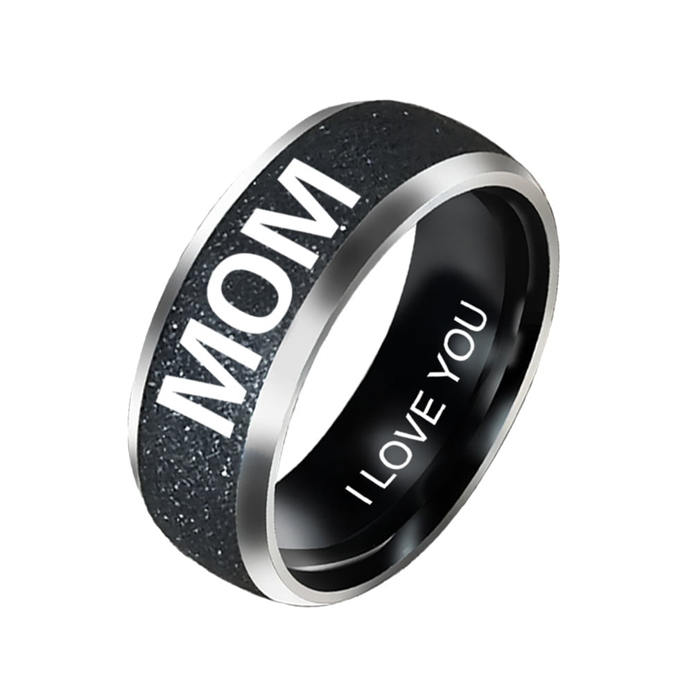 Opolski Band Ring Fashion Mom Dad Daughter Son Letters Carved Band ...