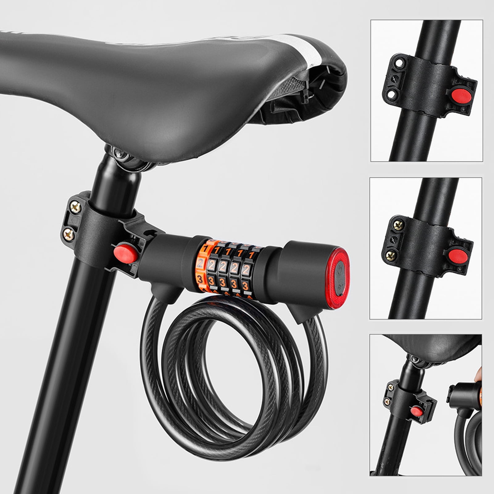 Opolski Bike Lock with Tail Light High Security Heavy-Duty Anti Theft 5 ...