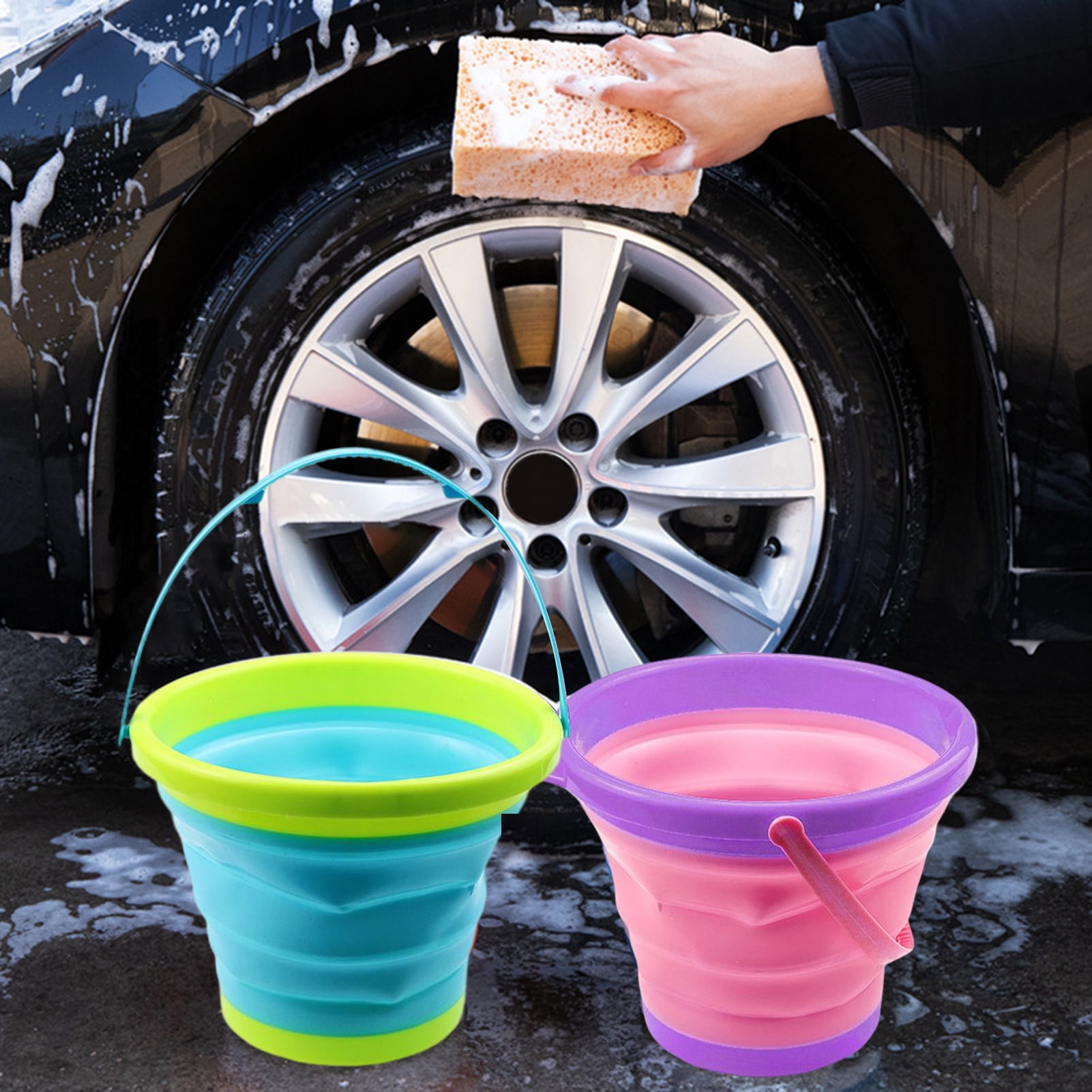 Opolski Collapsible Pail Large Capacity Foldable Thickened Strong Load ...