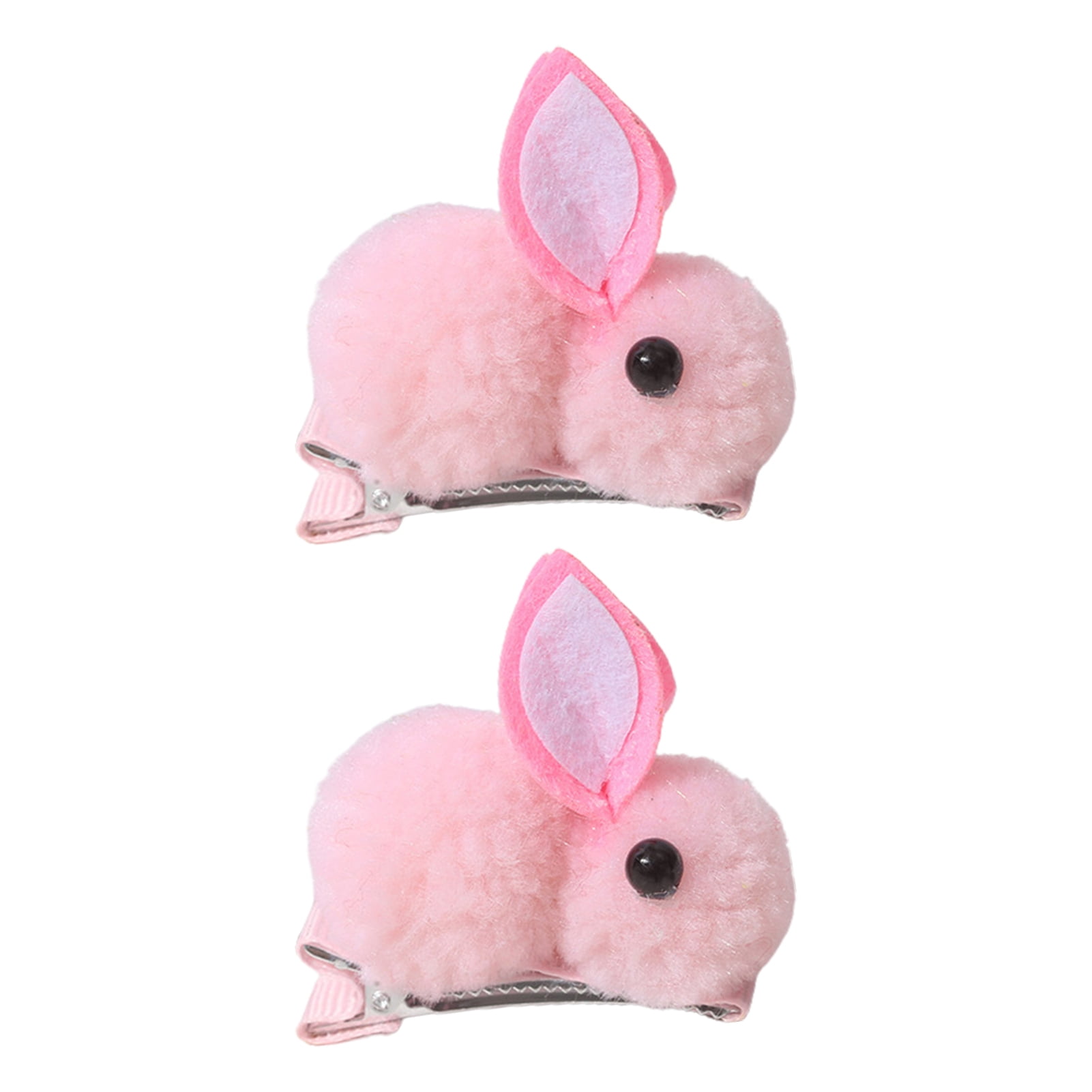 Opolski Cute Cartoon Hair Clips 1 Pair Winter Plush Bunny Hairpins Hair ...