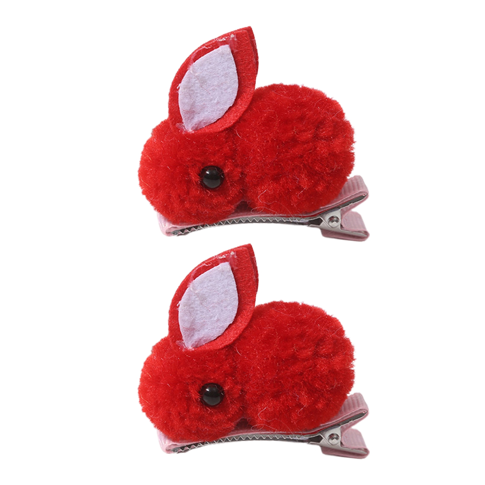 Opolski Cute Cartoon Hair Clips 1 Pair Winter Plush Bunny Hairpins Hair ...