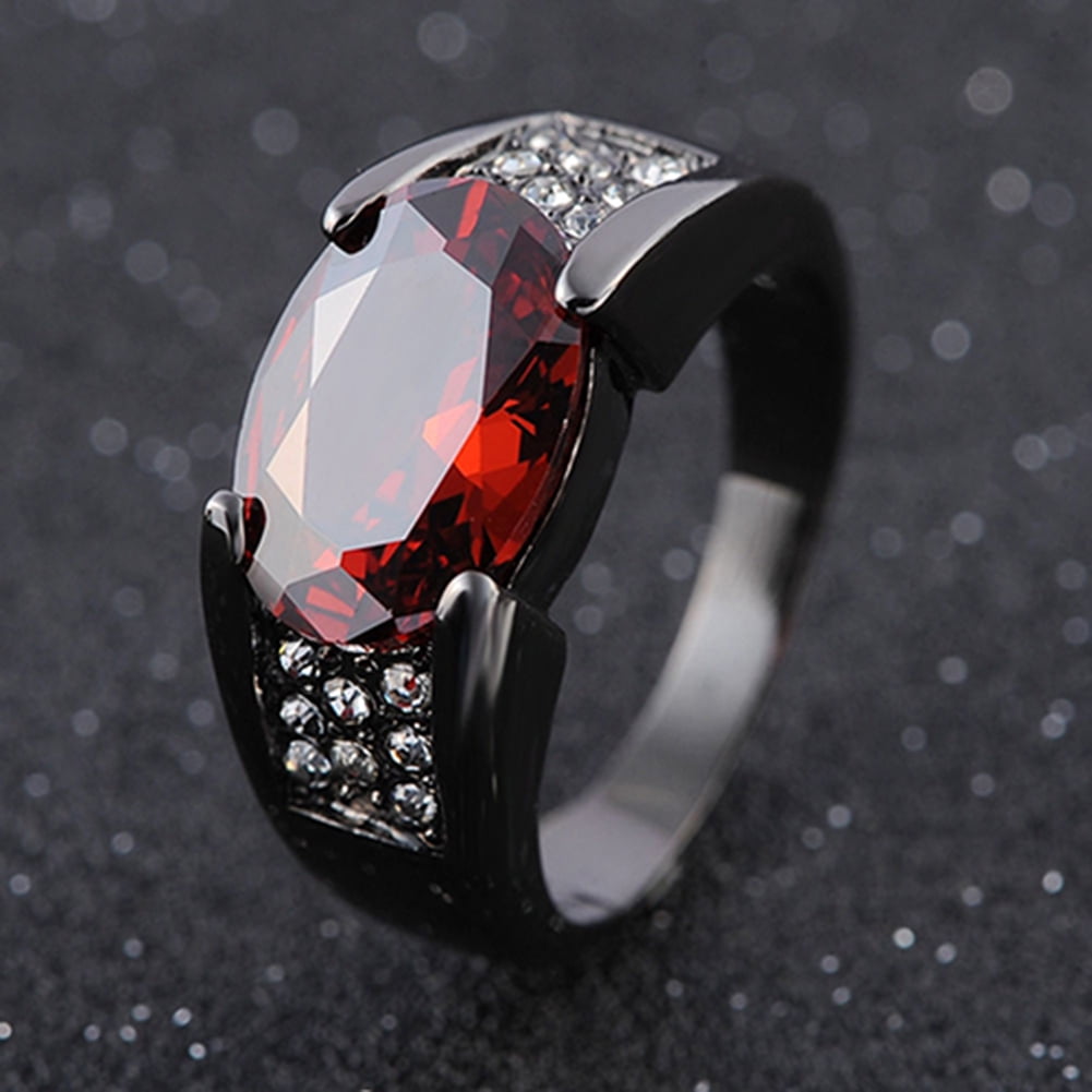 Opolski Man Fashion Cool Big Red Rhinestone Inlaid Finger Ring Jewelry ...