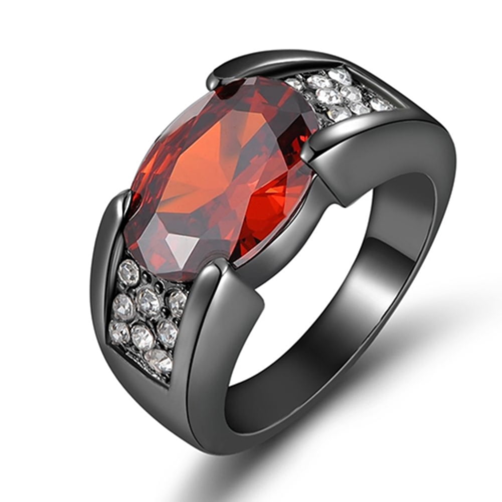 Opolski Man Fashion Cool Big Red Rhinestone Inlaid Finger Ring Jewelry ...