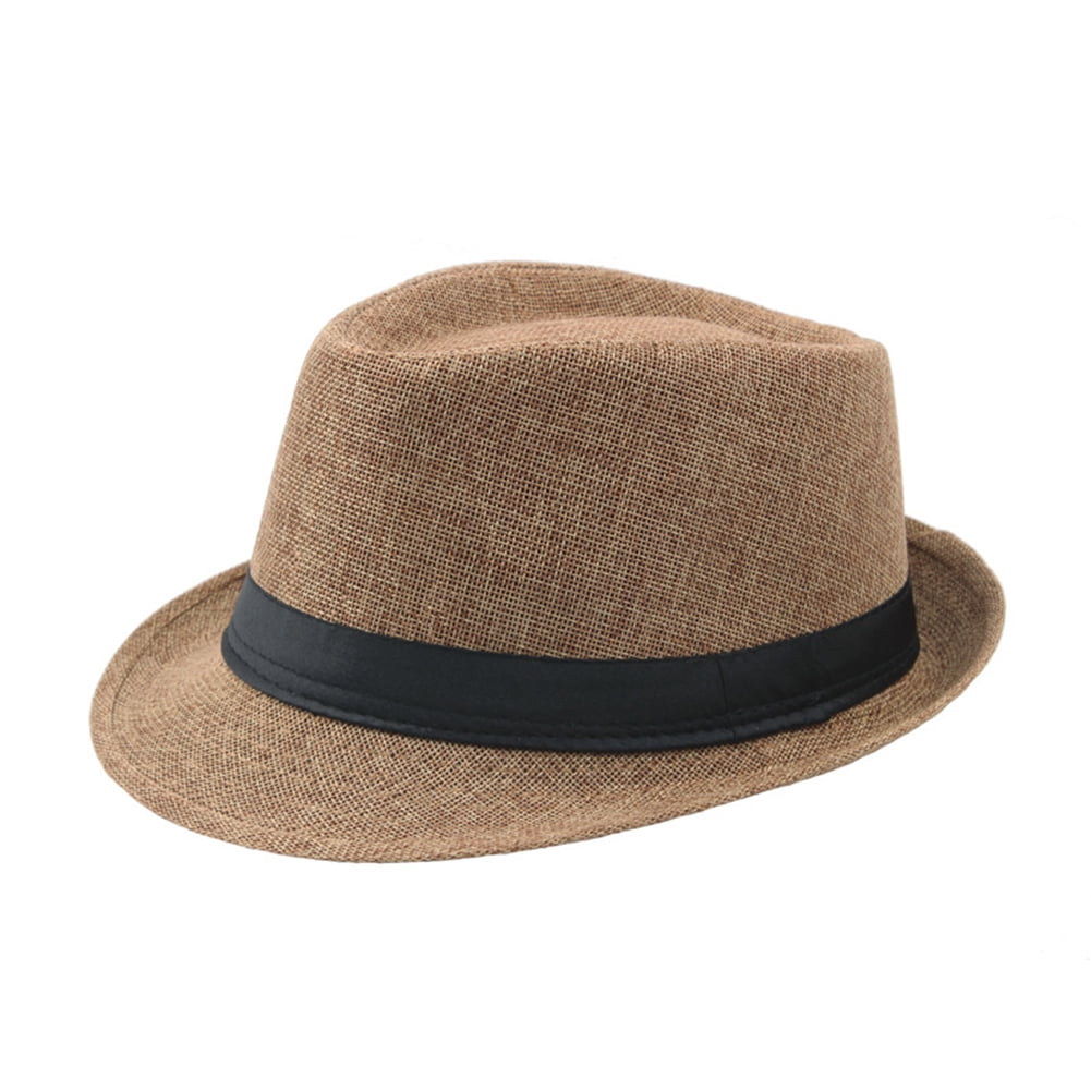Opolski Men Beach Sunhat Solid Color Wide Brim Fedora Felt Hat Panama ...