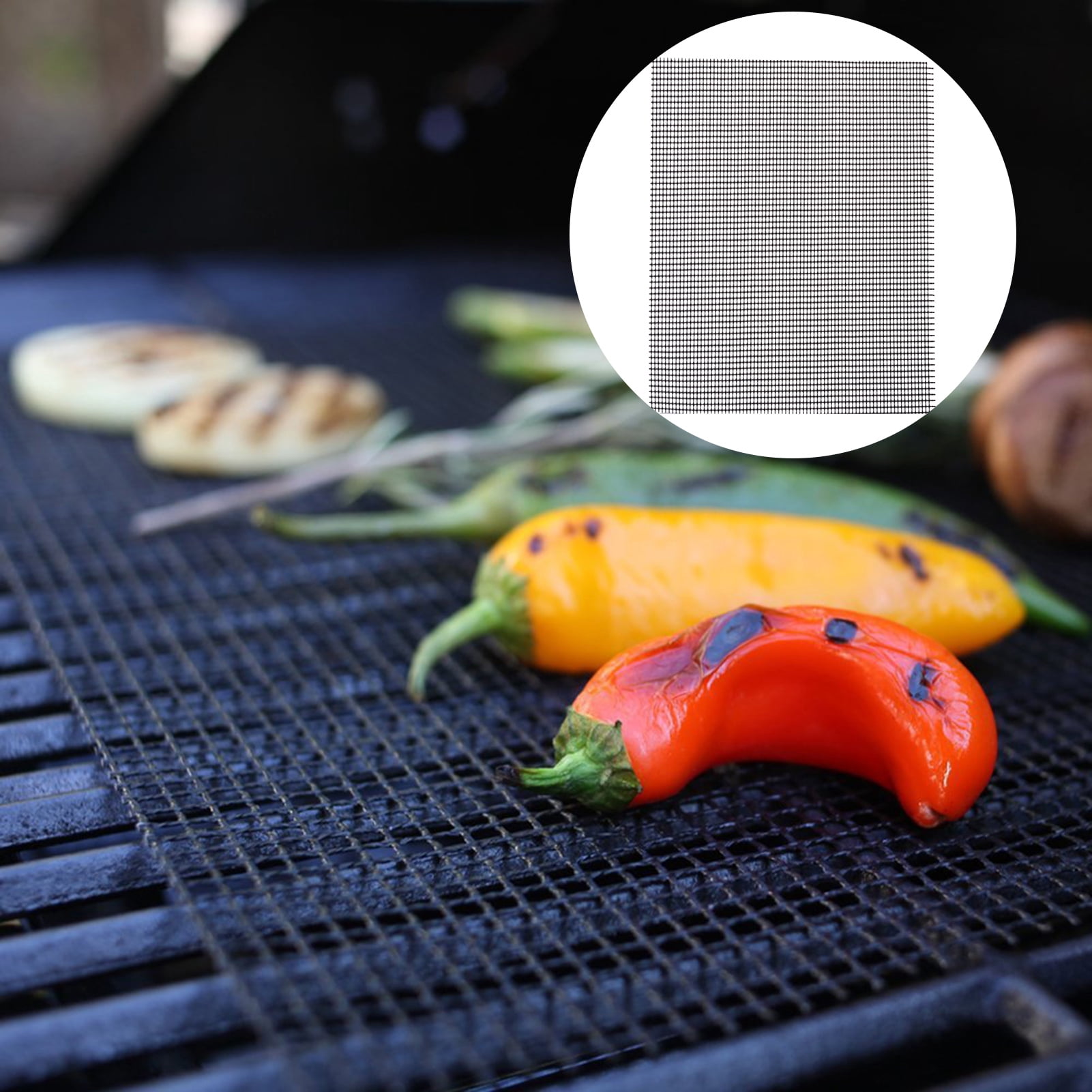 Opolski Outdoor Reusable Kitchen Cooking BBQ Grill Mesh Mat Non-stick ...