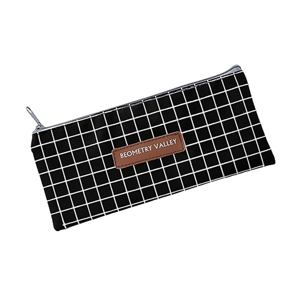 Opolski Plaid Dot Pattern Zipper Pen Bag Holder Pencil Case Stationery ...