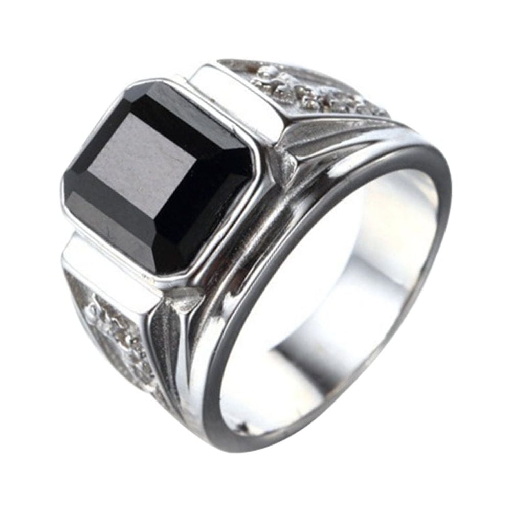 Opolski Retro Dragon Carving Square Rhinestone Copper Finger Ring Men ...