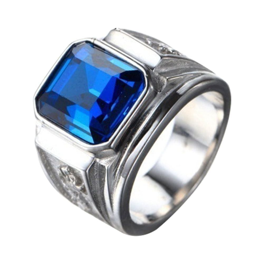 Opolski Retro Dragon Carving Square Rhinestones Copper Finger Ring Men ...