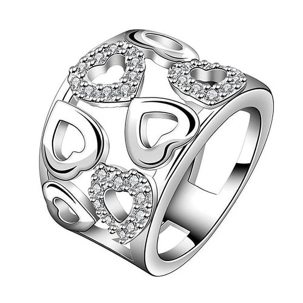 Opolski Women Finger Band Ring Glitter 925 Sterling Silver Plated ...