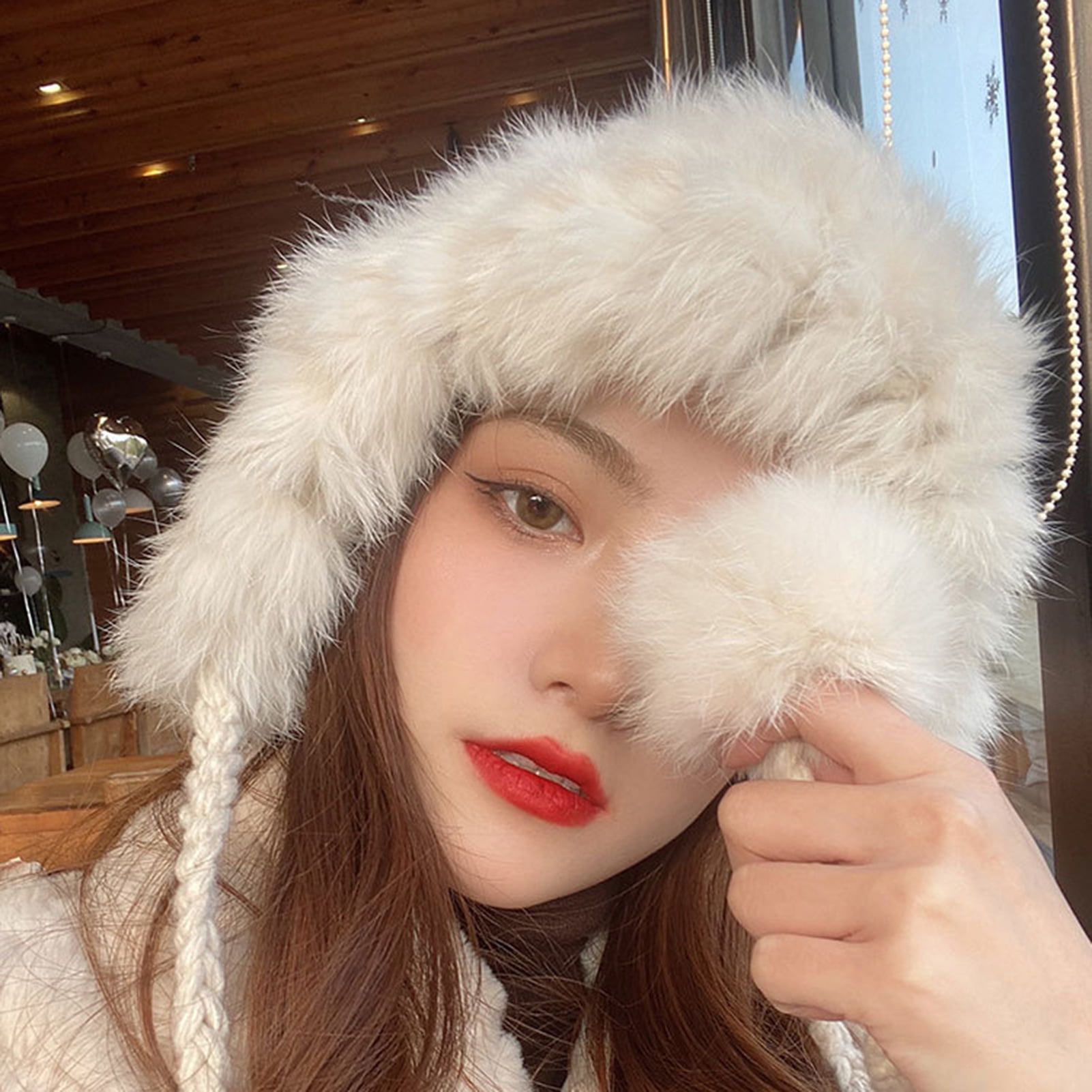 Opolski Women Knitted Beanie Hat Twist Pattern Solid Color Thickened ...