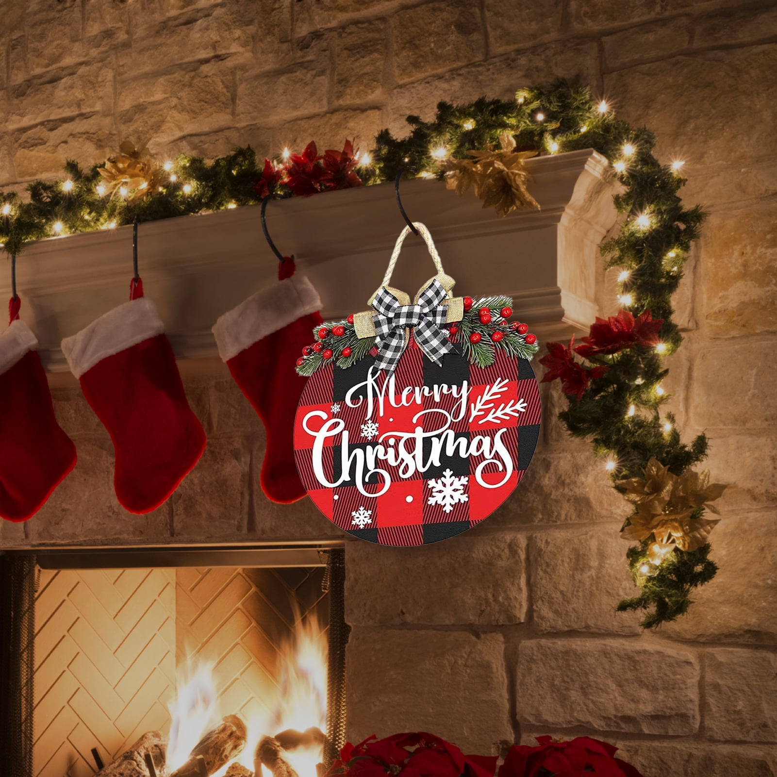 Opolski Wreath Sign Nice-Looking Festival Flavor Round Shape Rustic ...