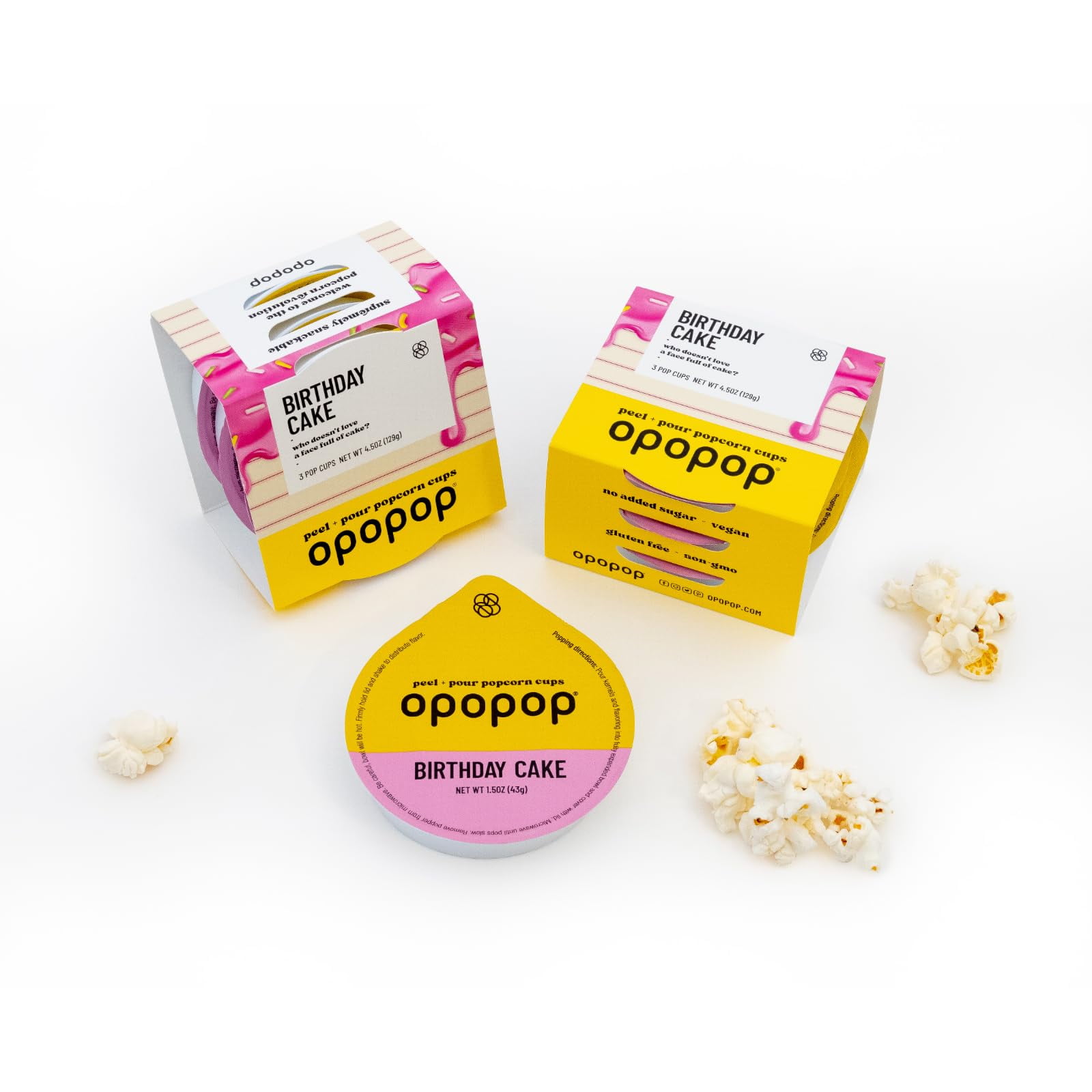Opopop Microwave Popcorn - DMF15 Pop Cups Birthday Cake 6-Pack, Non-GMO ...
