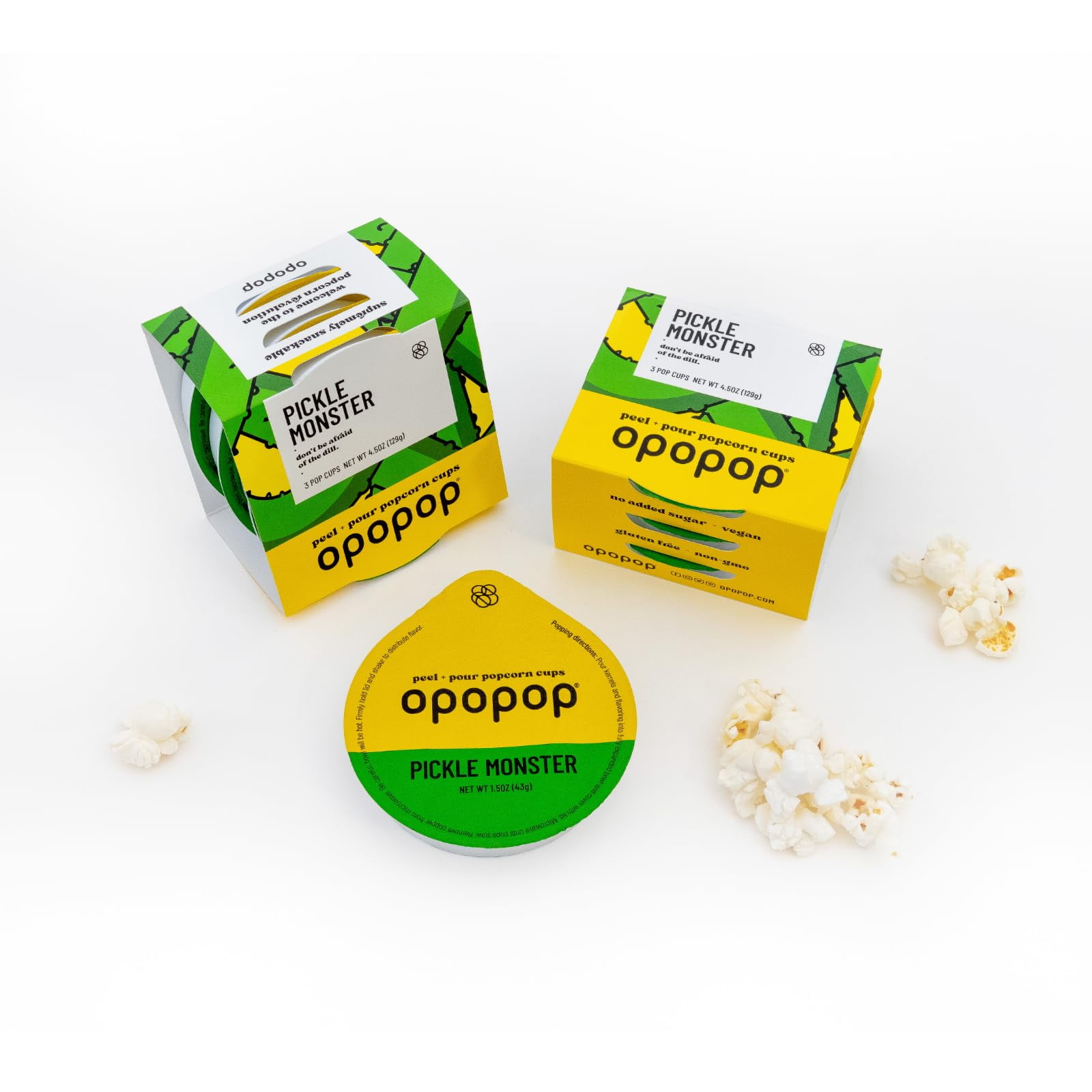 Opopop Microwave Popcorn - ESF27 Pop Cups Pickle Monster 6-Pack, Non ...