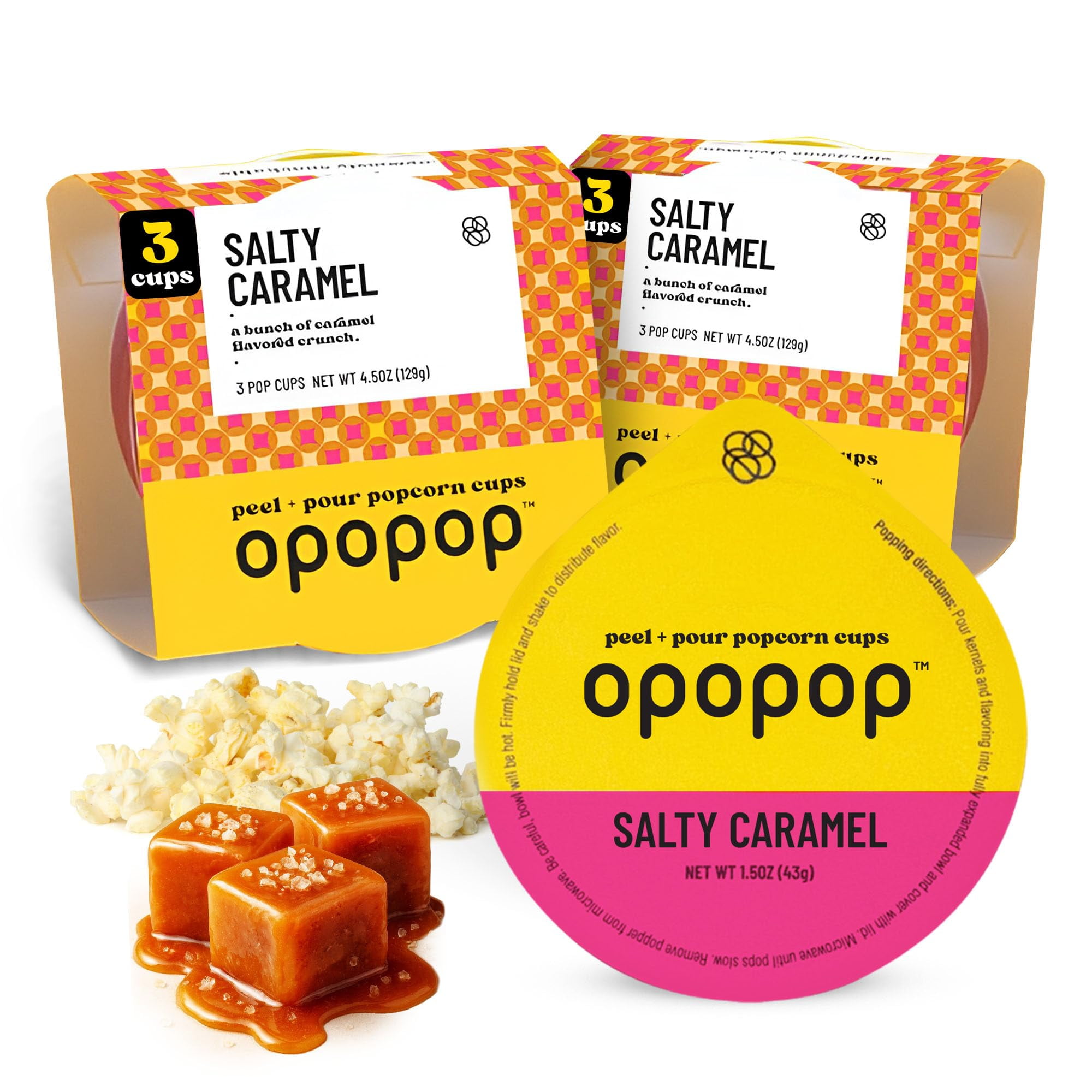 Opopop Microwave Popcorn - IEF31 Pop Cups Salty Caramel 6-Pack, Non-GMO ...