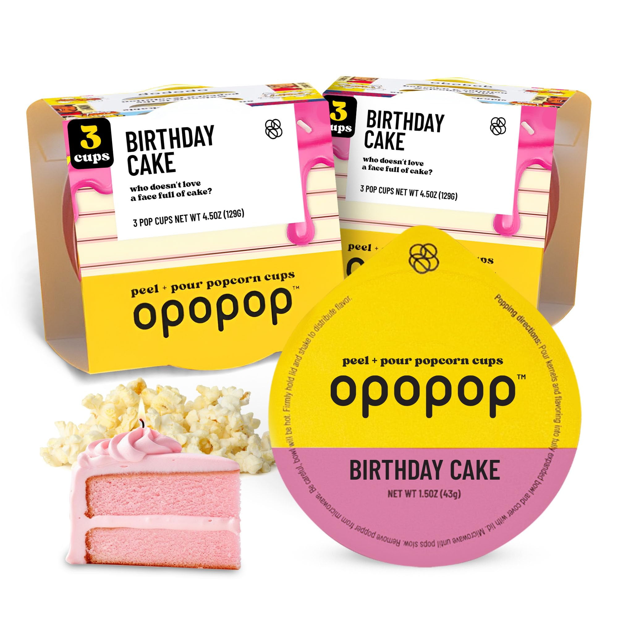 Opopop Microwave Popcorn - Pop MDA05 Cups Birthday Cake 6-Pack, Non-GMO ...