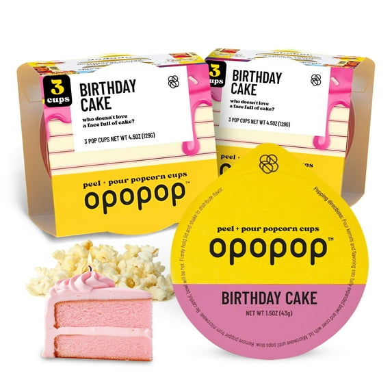Opopop Microwave Popcorn - Pop MDA05 Cups Birthday Cake 6-Pack, Non-GMO ...