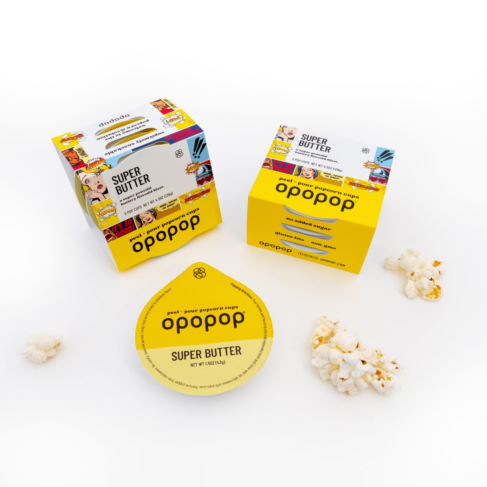 Opopop Microwave Popcorn - XEF1 Pop Cups Super Butter 6-Pack, Non-GMO ...
