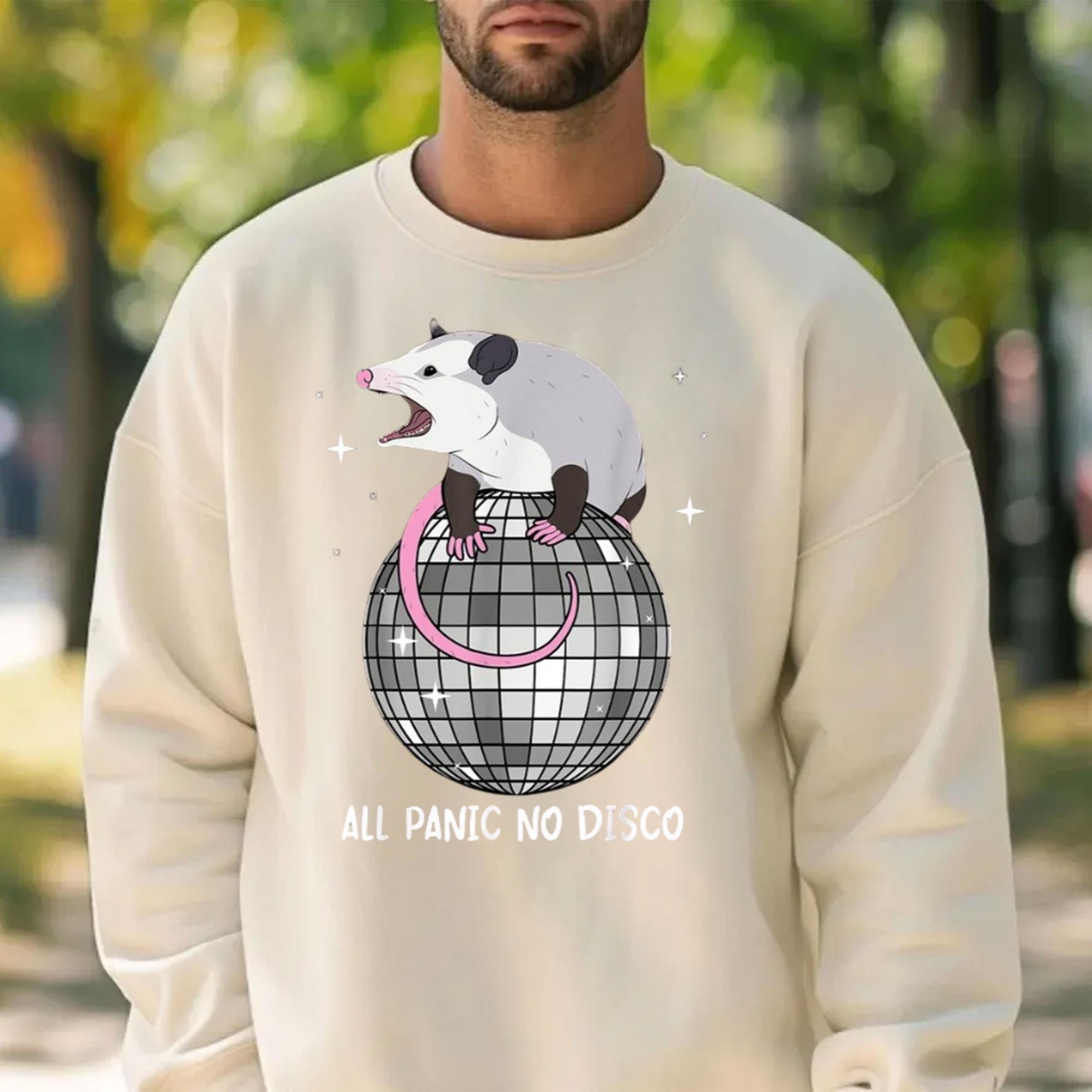 Opossum All Panic No Disco Funny Screaming Possum Trash Cat Sweat Shirt ...
