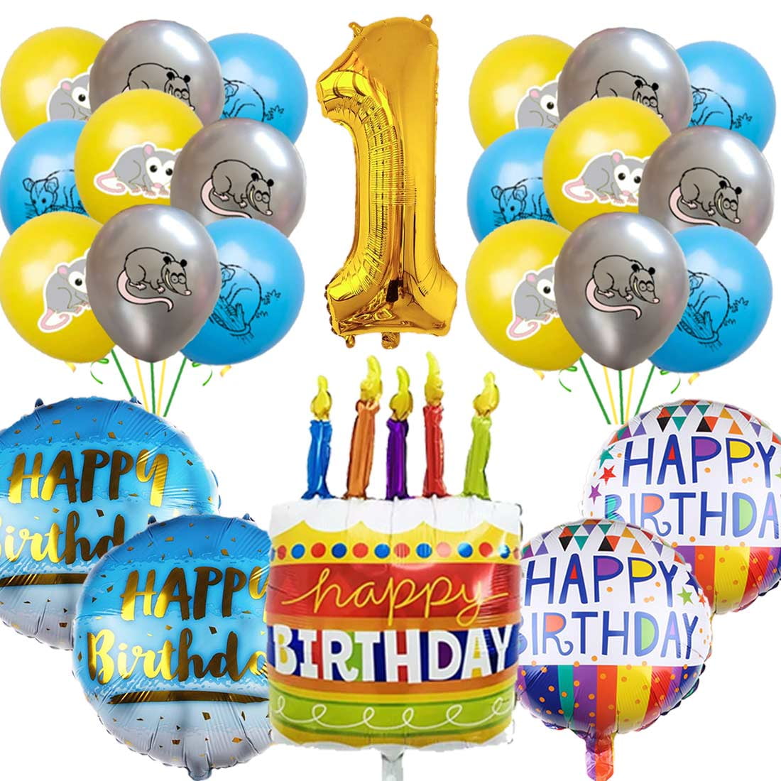 Opossum Balloons Party Supplies 1st Big Number Decorations Decor Kit ...