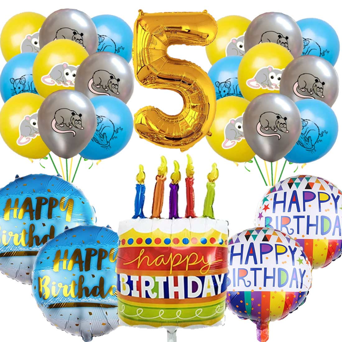 Opossum Balloons Party Supplies 5th Big Number Decorations Decor Kit ...