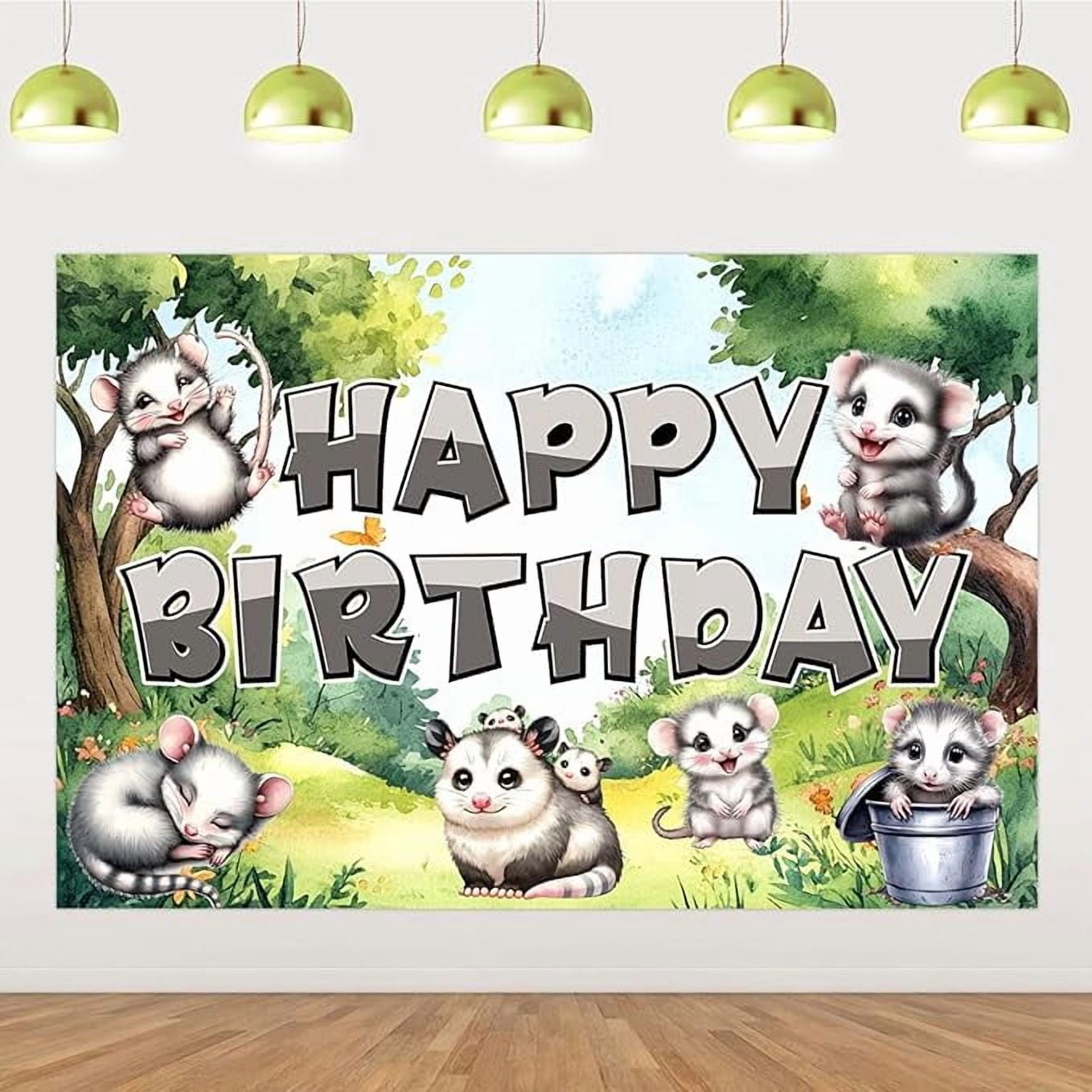 Opossum Birthday Decorations Cute Opossum Happy Birthday Backdrop ...