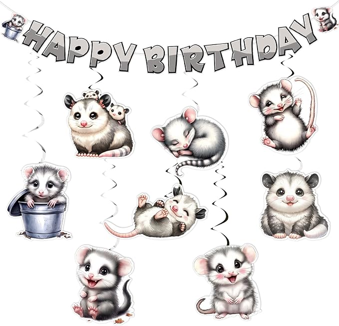 Opossum Birthday Party Decorations – Opossum Happy Birthday Banner ...