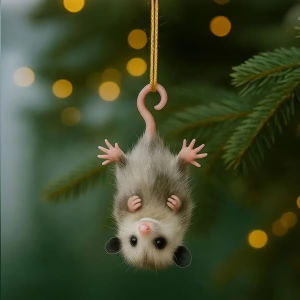 Opossum Christmas Ornament, Handmade Upside-Down Opossum Ornament for ...