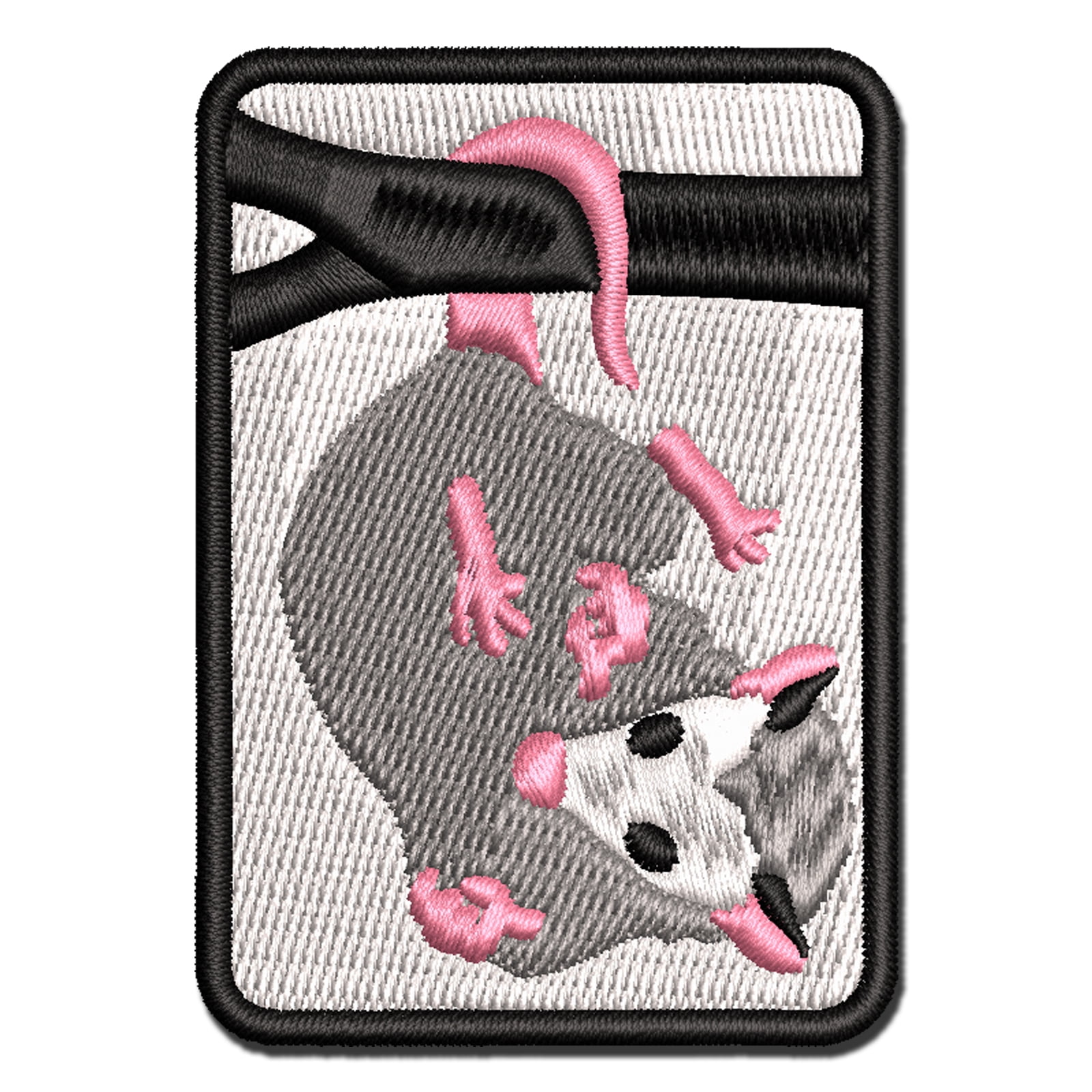 Opossum Hanging from Tail Applique Multi-Color Embroidered Hook & Loop Patch - 3 Inch Medium ...