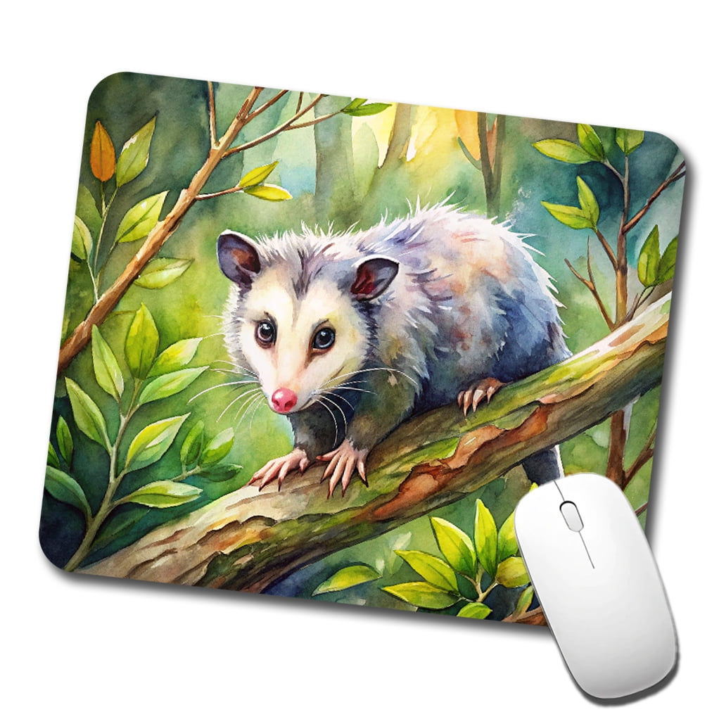 Opossum In The Forest Watercolor Mouse Pad Low Profile Gaming Mat ...