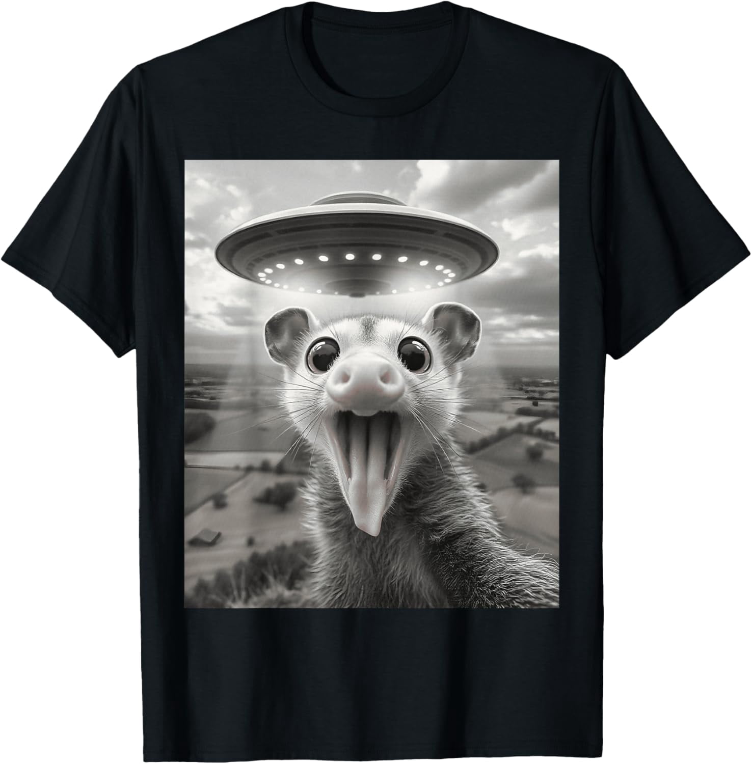Opossum Selfie Alien UFO Possum T-Shirt - Walmart.com