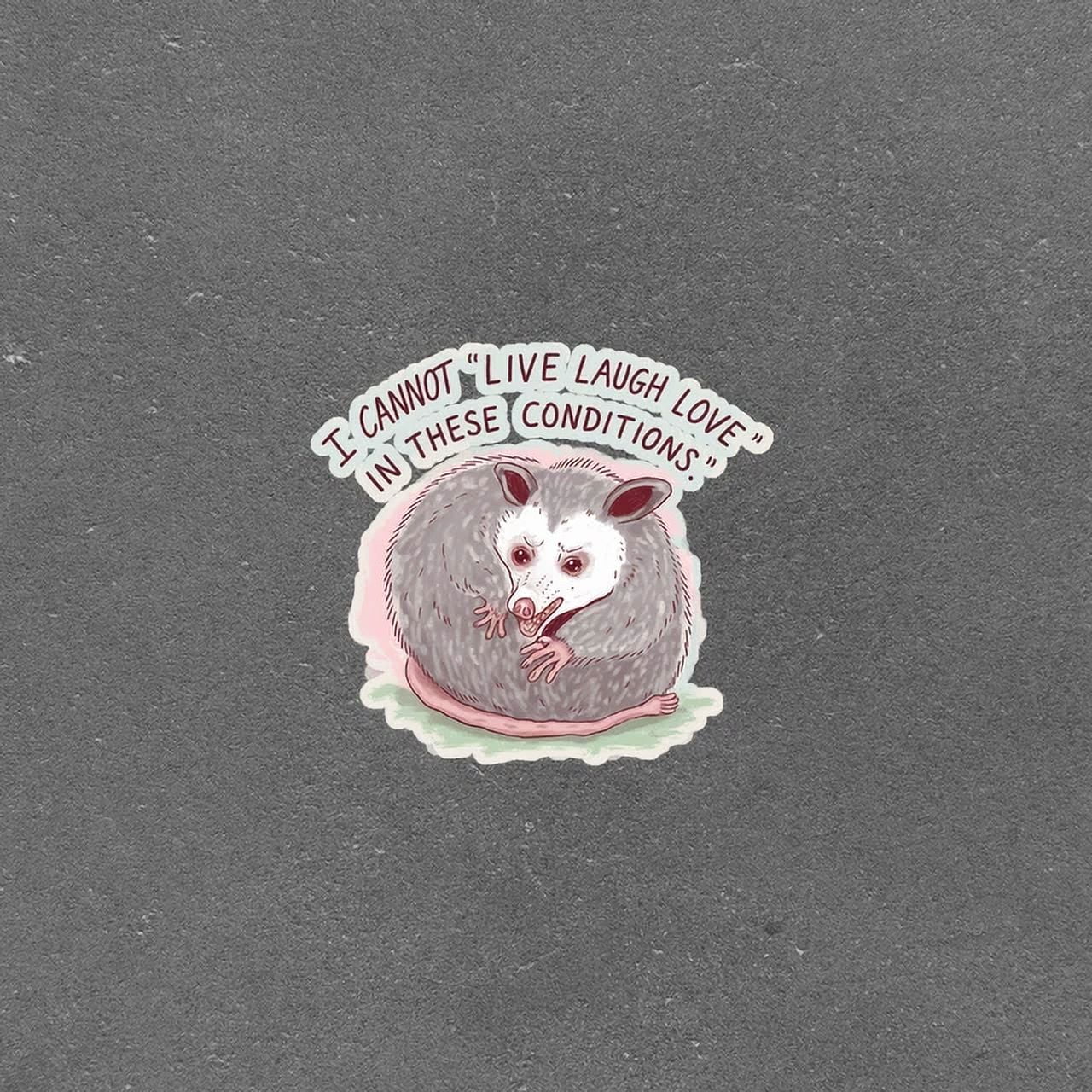 Opossum Sticker - Live Laugh Love Parody - Cute Animal Decalphone Decal ...