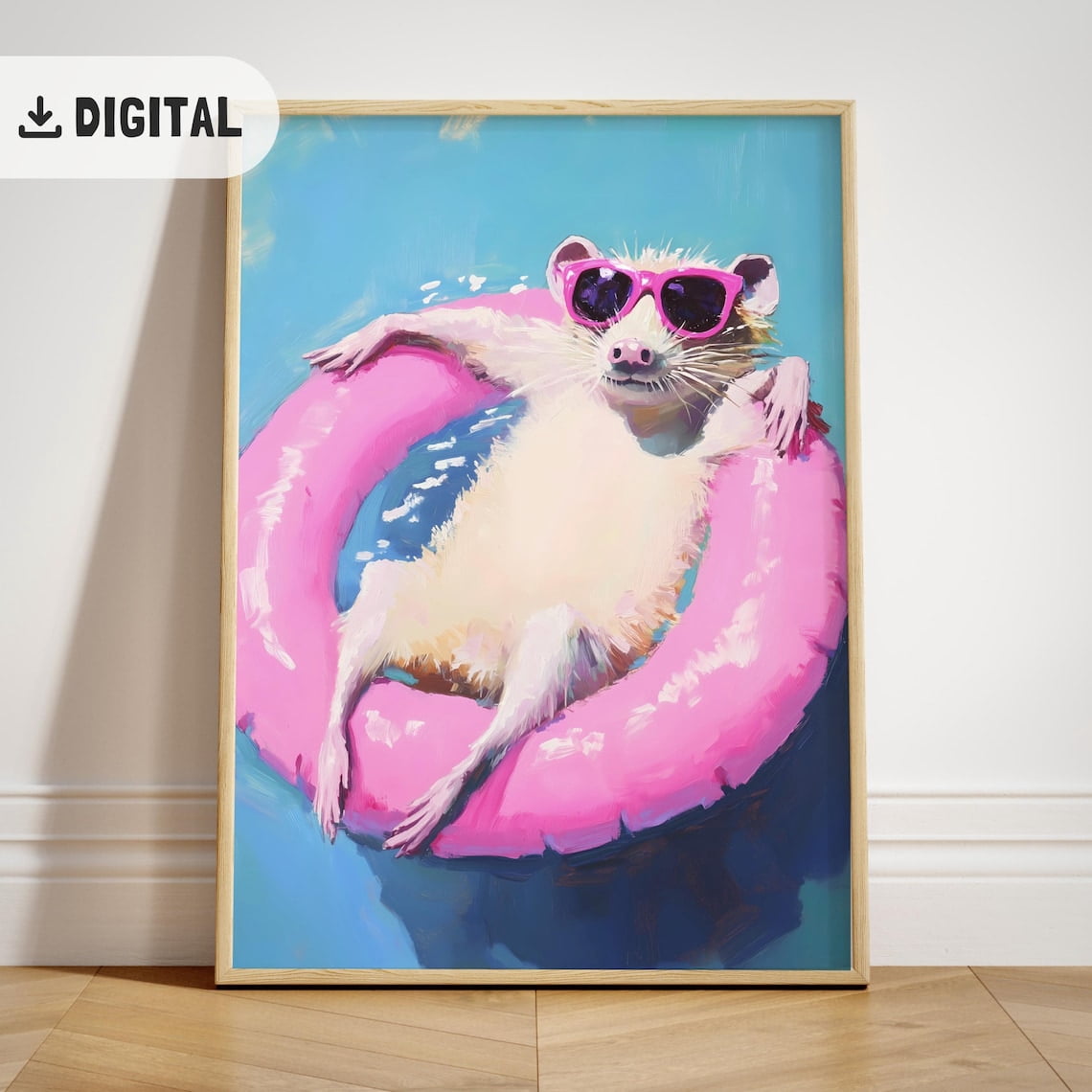 Opossum Summer Poster: Rat Coastal Poster Wall Art, Beach House Decor ...