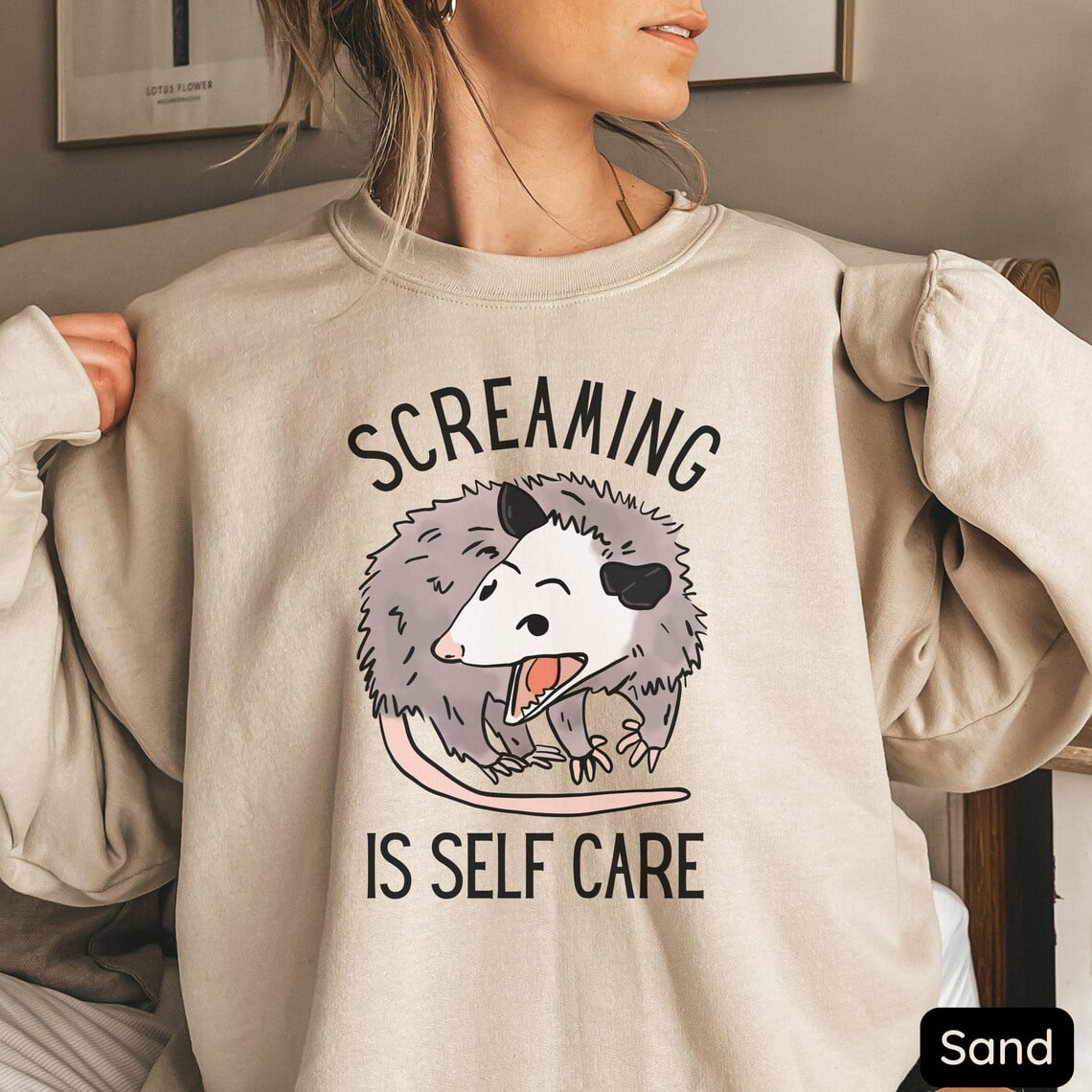 Opossum Sweatshirt, Screaming Is Self Care, Trashcore Shirt, Possum ...