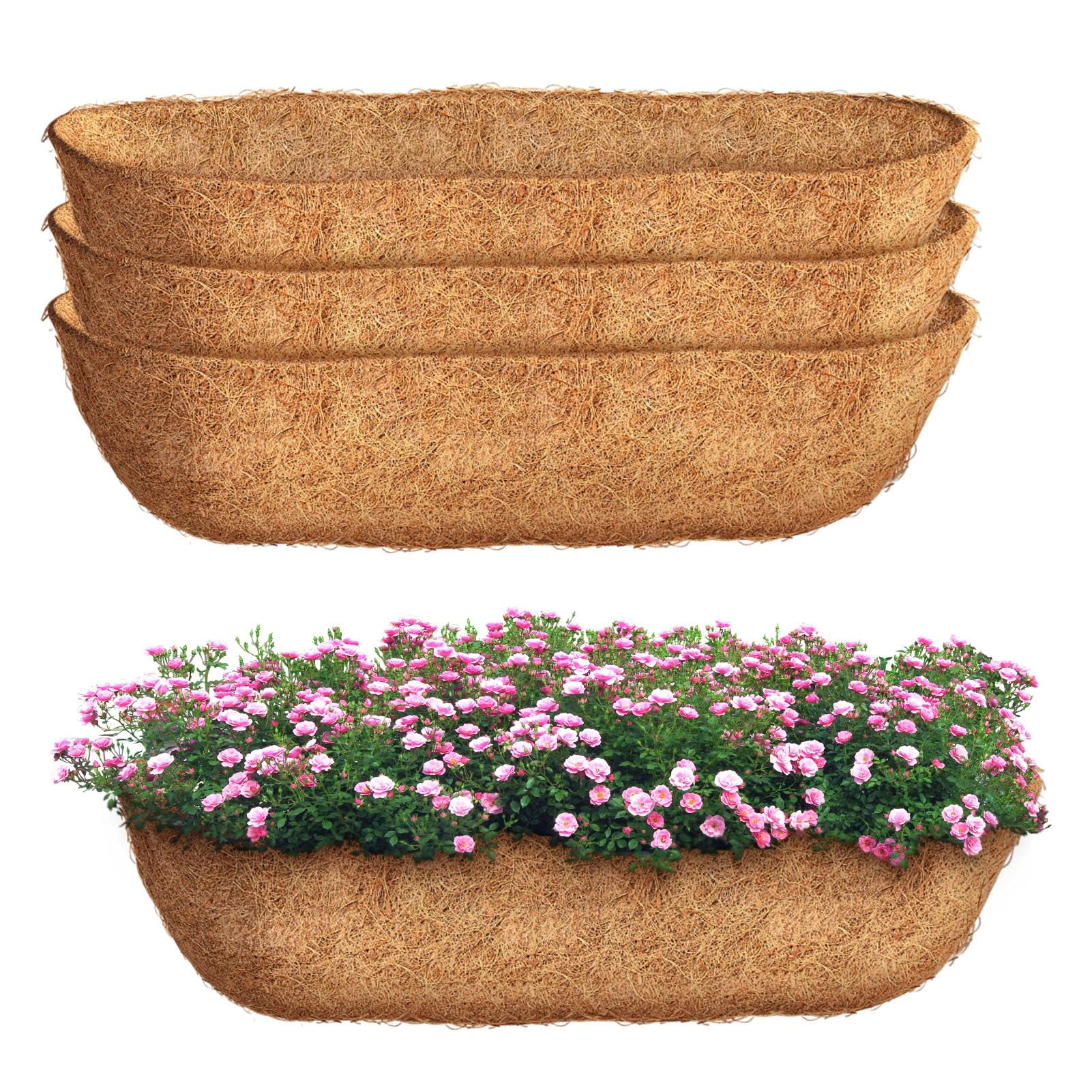 Oppiiwee 30 inch 3 Pack Trough Coco Liners, Natural Coconut Coir Fiber ...