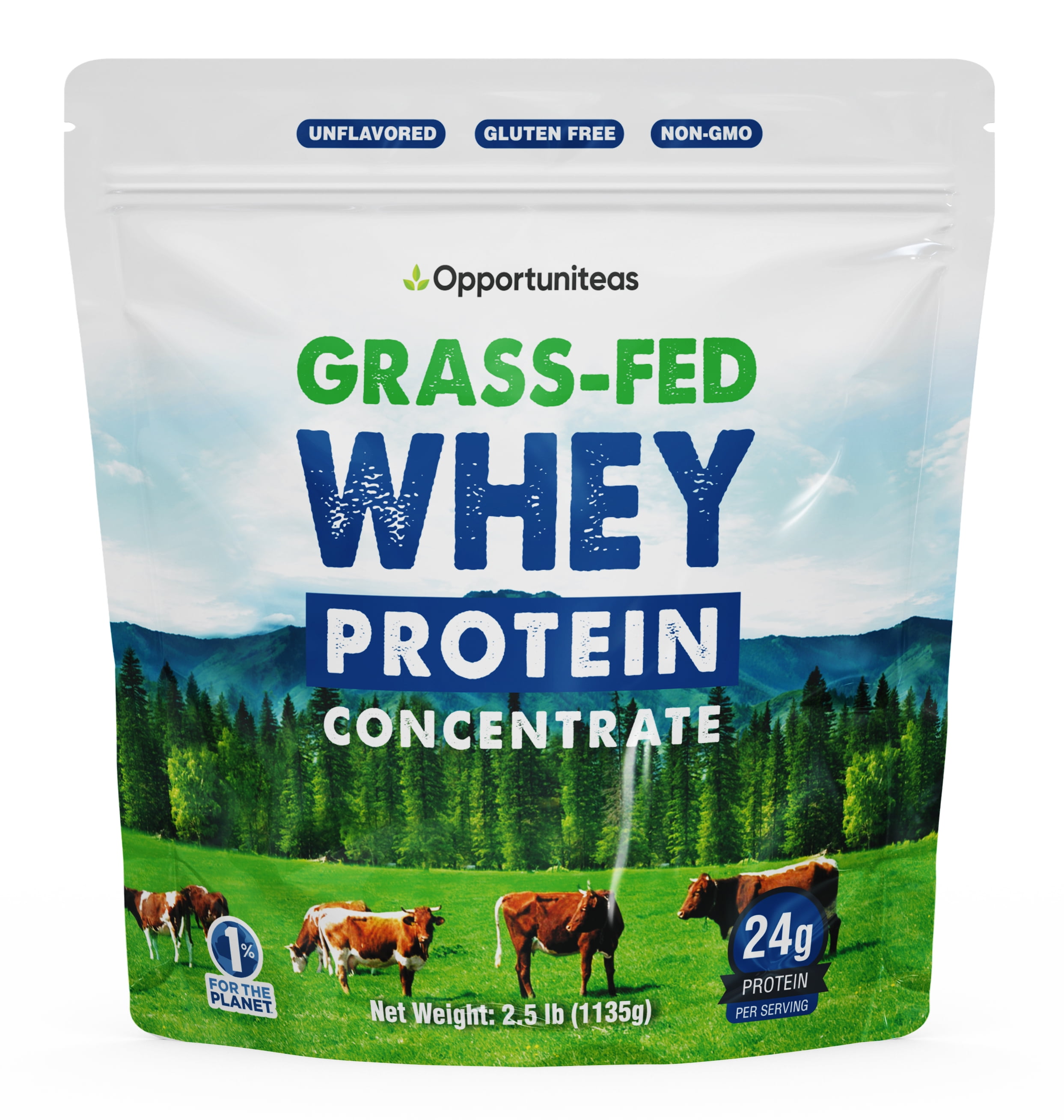 Opportuniteas - Grass Fed Whey Protein Powder Concentrate, Unflavored ...