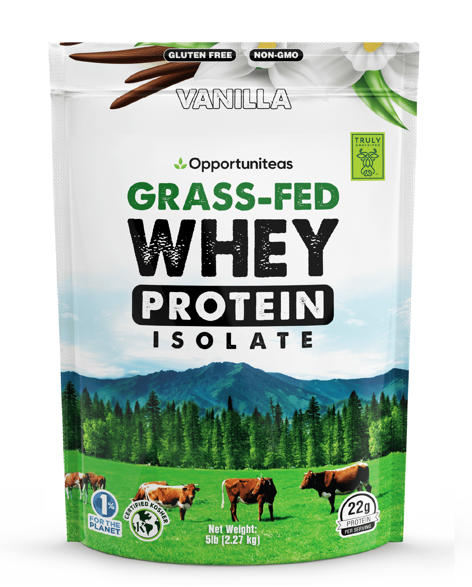 Opportuniteas Grass Fed Vanilla Whey Protein Isolate Powder , 22g ...