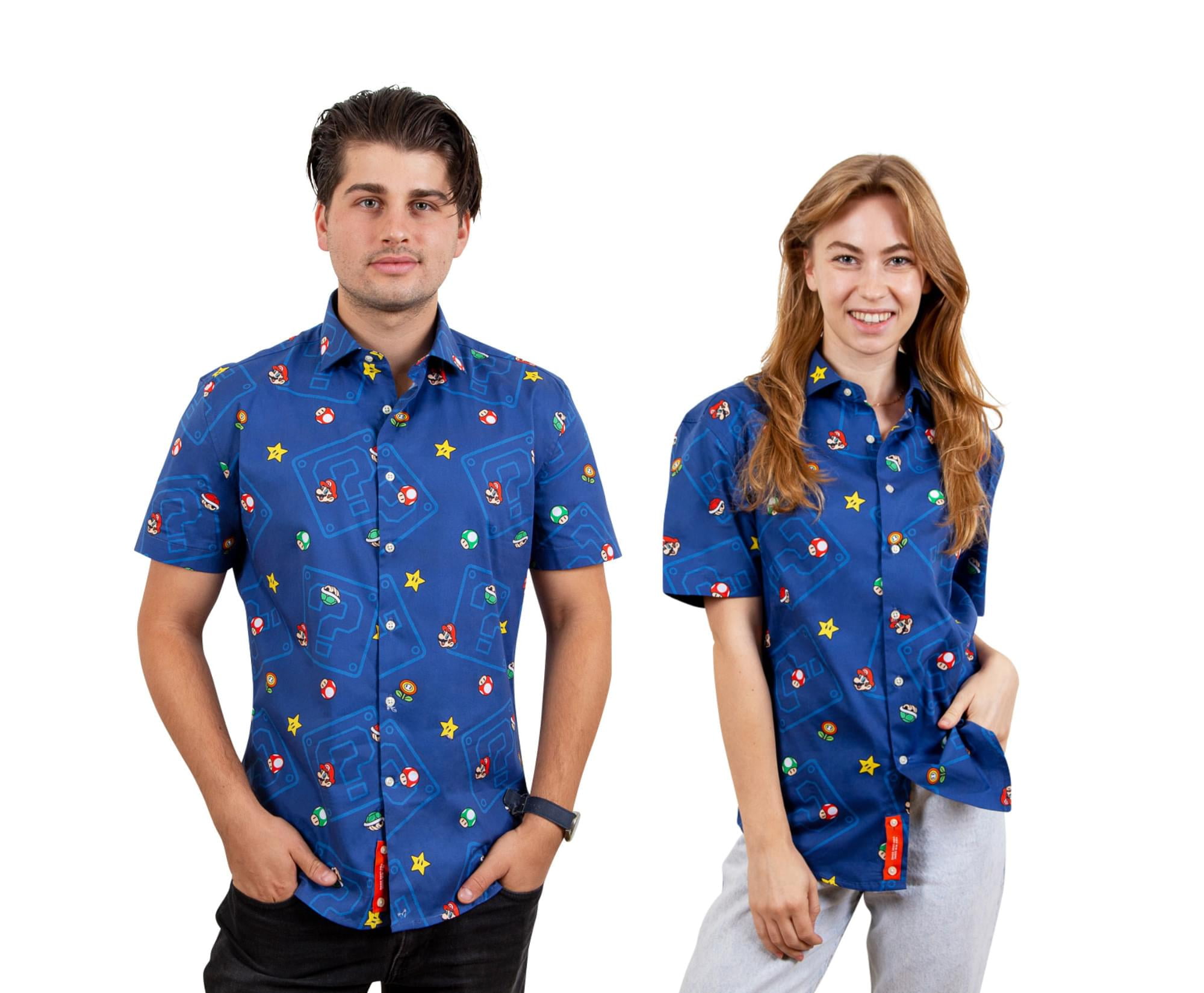 Oppo Merchandise Group Super Mario Bros. Icons Navy Button-Up Short ...
