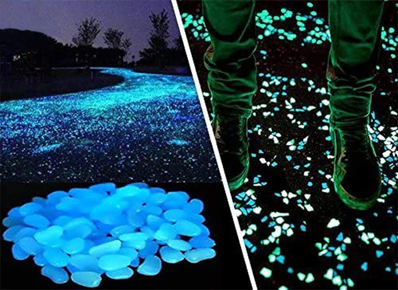 Opps 100 Pcs Glow HMF23 in The Dark Garden Pebbles for Walkways and Decor in Blue - Walmart.com