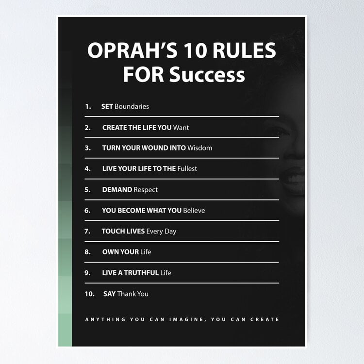 Oprah Winfrey Success Rules Print Empowerment Quotes UNFRAMED Poster ...