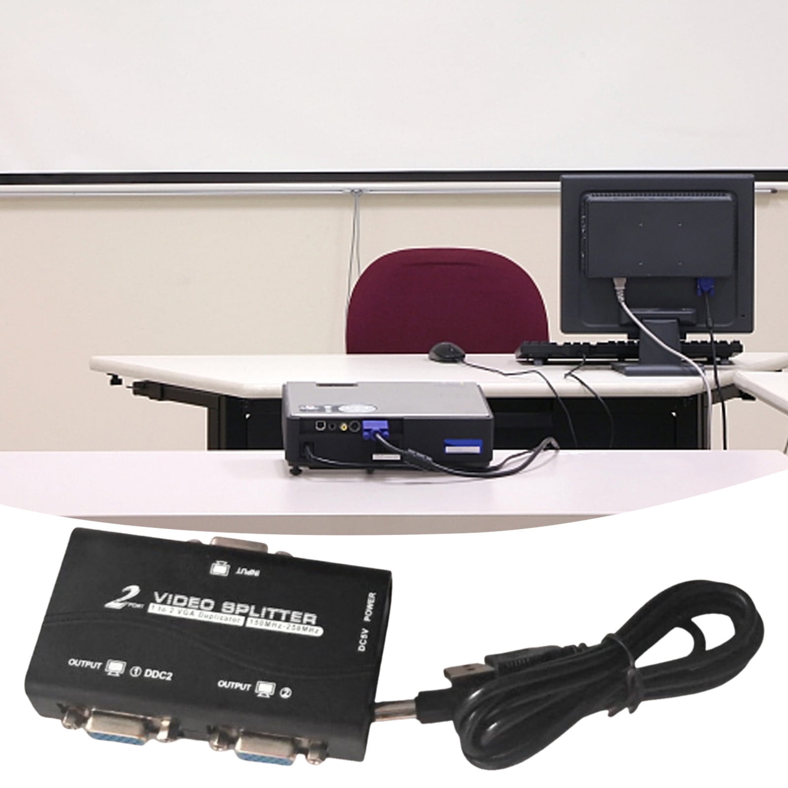 Opspring 1 PC To 2 2 Ports VGA SVGA Video LCD Splitter Box Adapter For ...