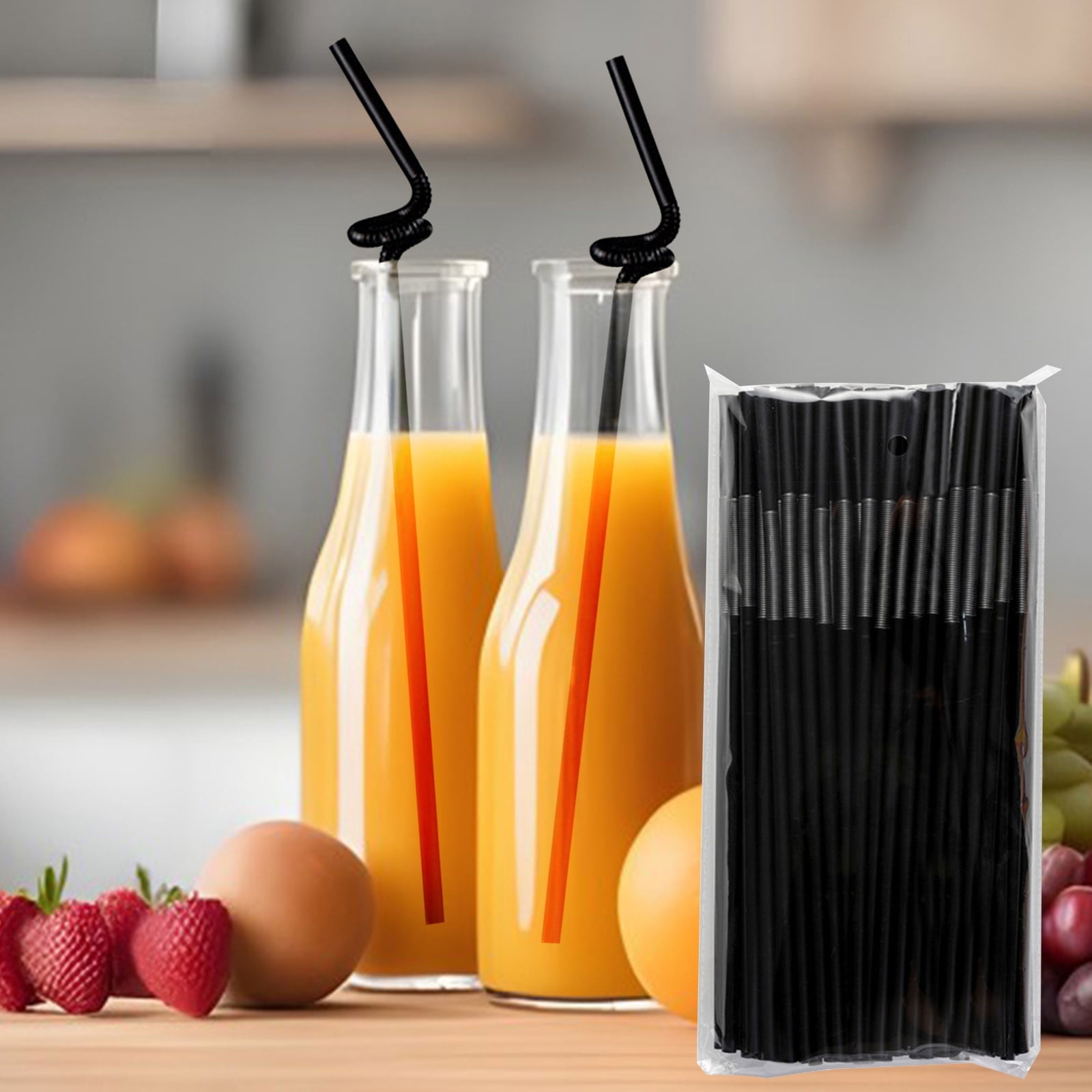 Opspring 100 Pcs Flexible Plastic Straws, Disposable Bendy Party Fancy ...