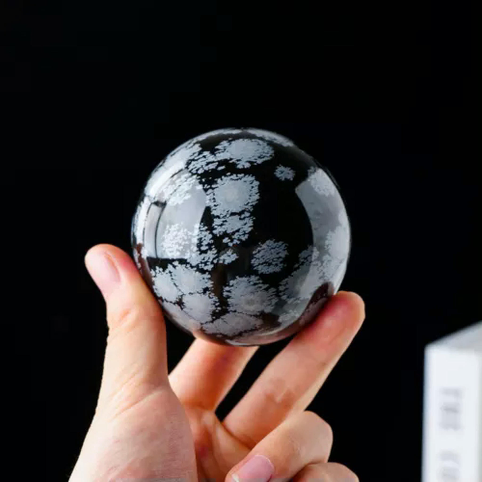 Opspring 1x Natural Snowflake Obsidian Sphere Ball Stone Crystal ...